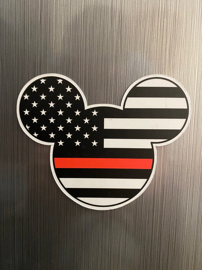 Disney THIN RED LINE Mickey Minnie 30 Mil Magnet - Etsy