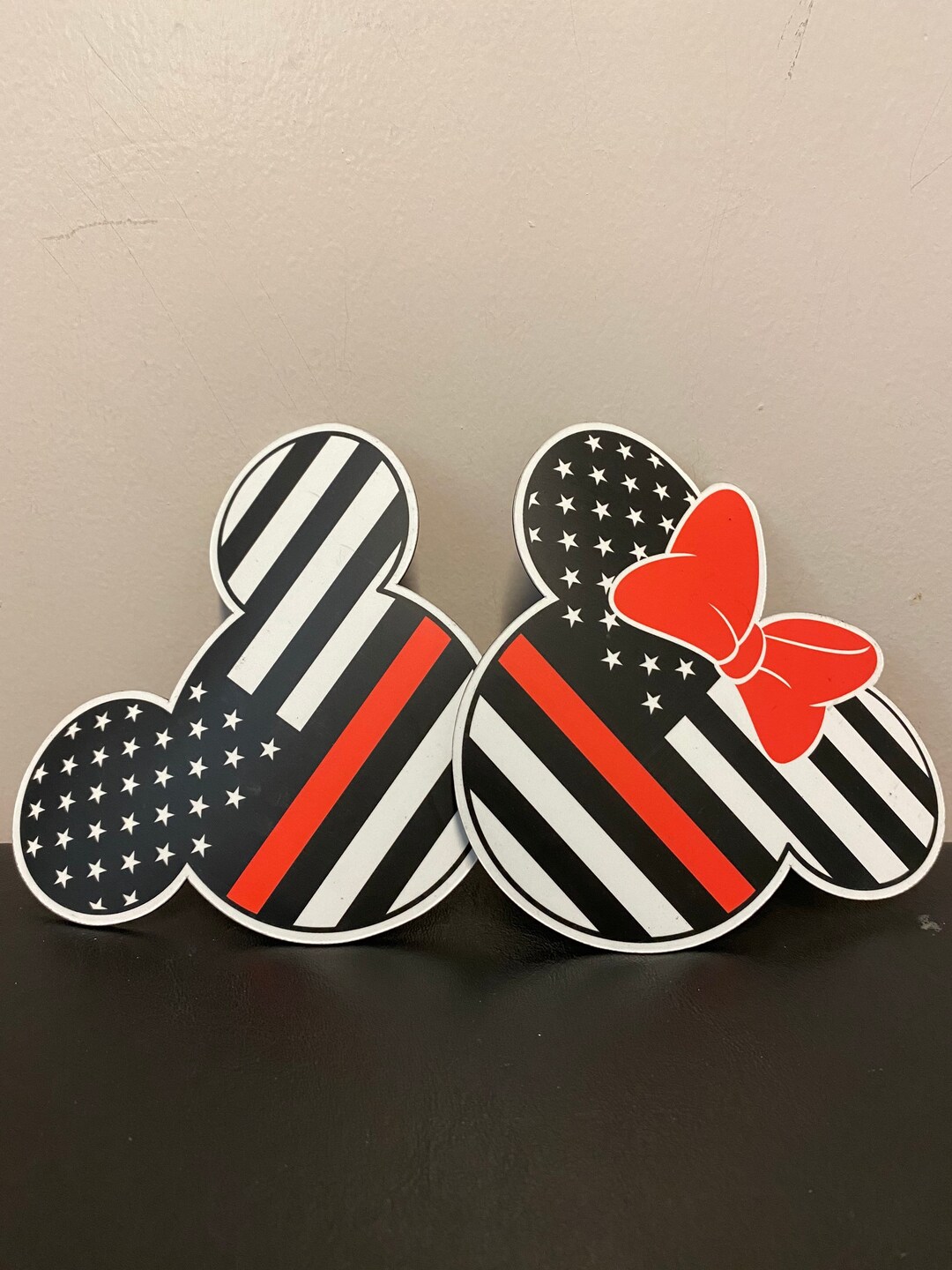 Disney THIN RED LINE Mickey Minnie 30 Mil Magnet - Etsy