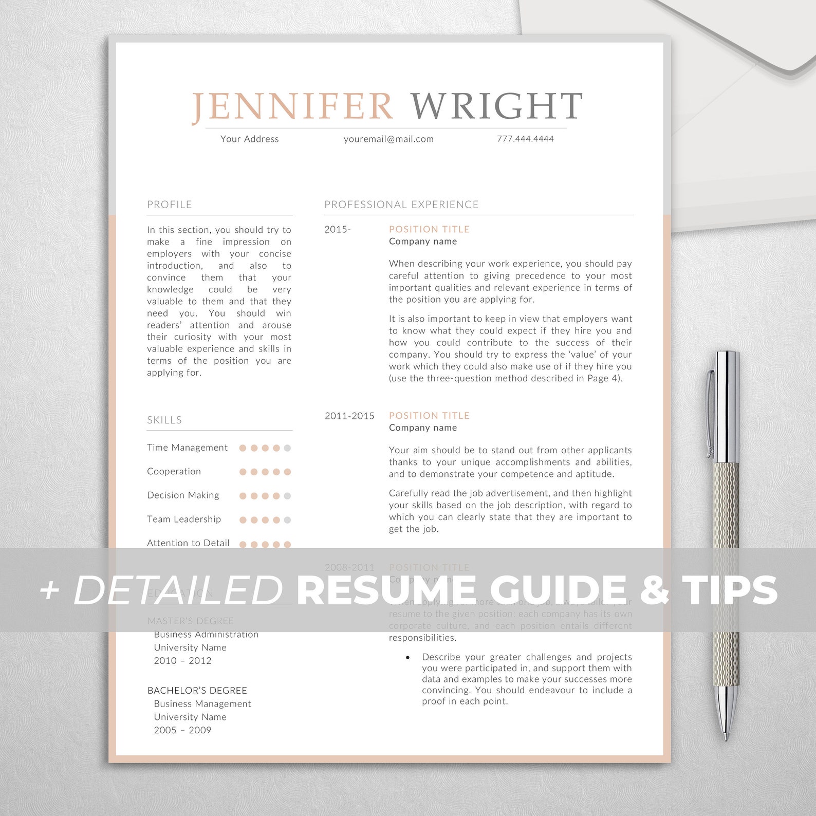 Elementary Teacher Resume Template for Word, Creative and Modern Resume ...
