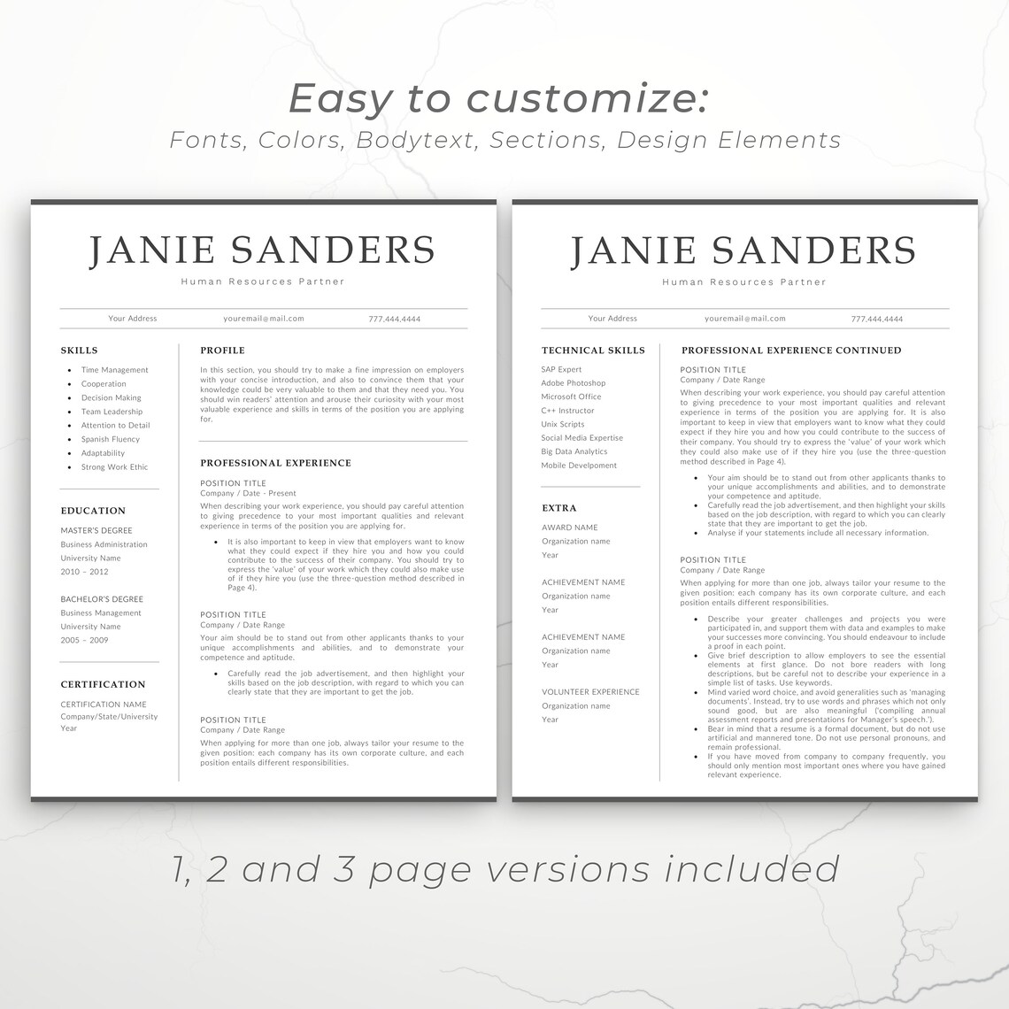 Professional Resume Template for Word Teacher Resume - Etsy