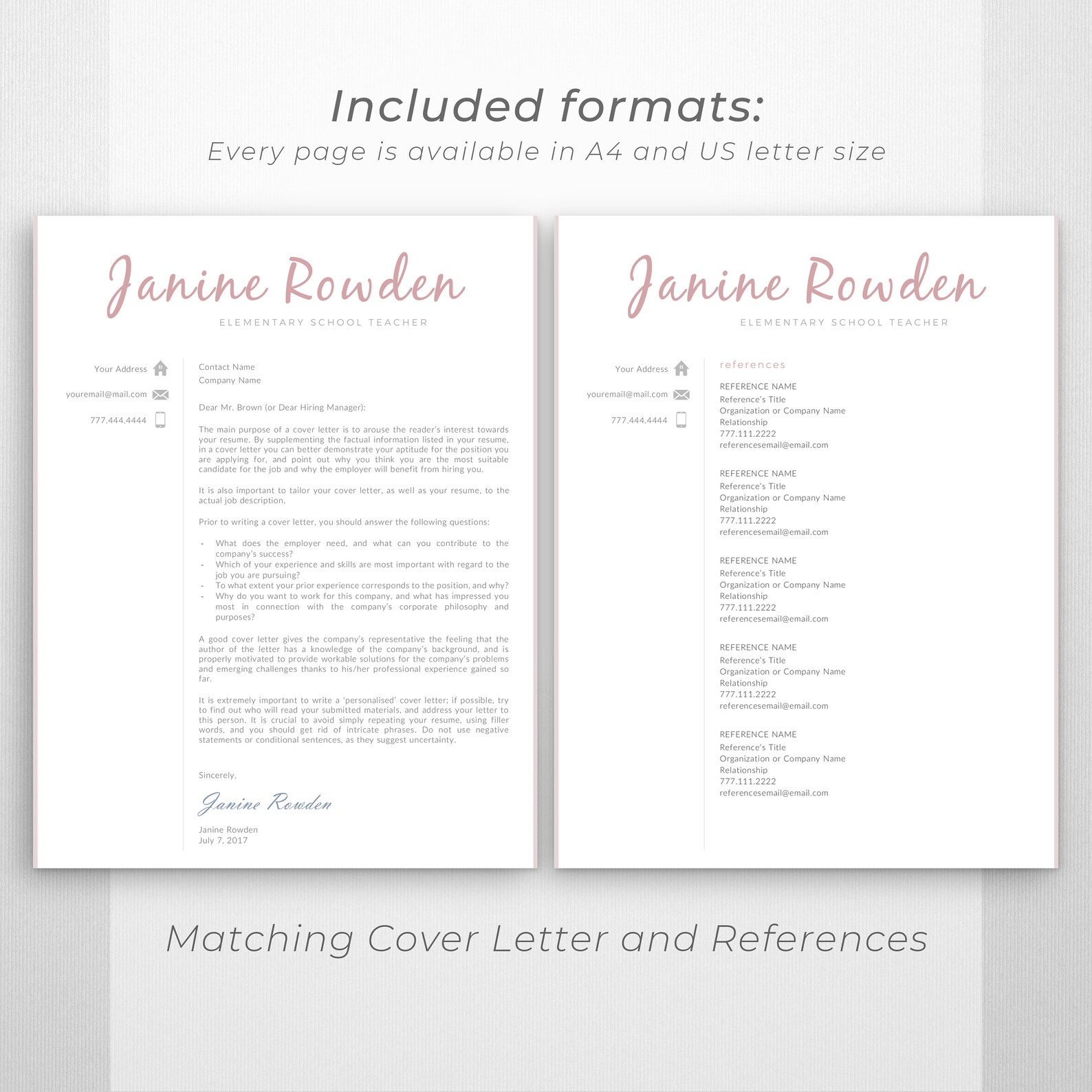 Teacher Resume Template for Word, Creative and Modern Resume Template ...