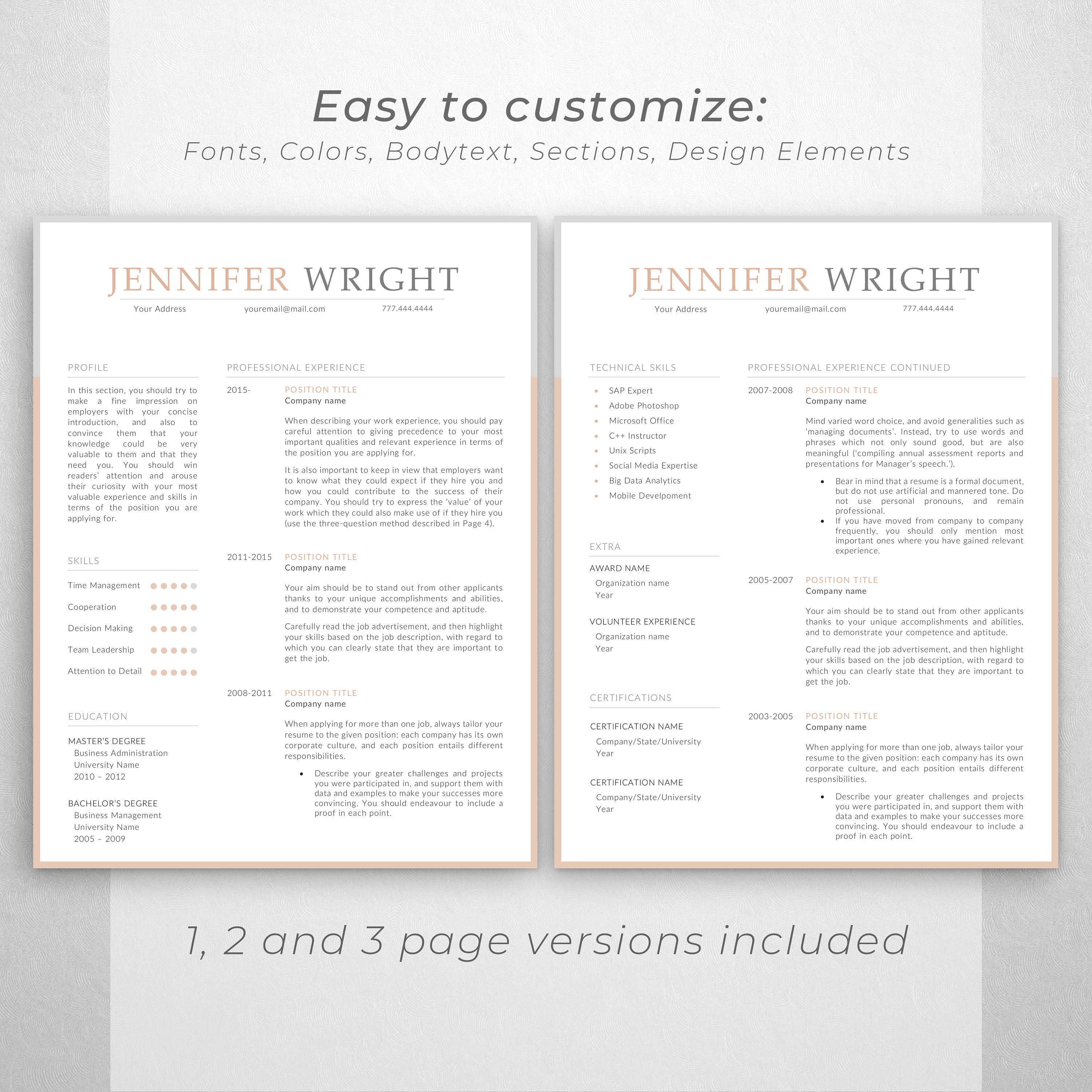 Elementary Teacher Resume Template for Word, Creative and Modern Resume ...