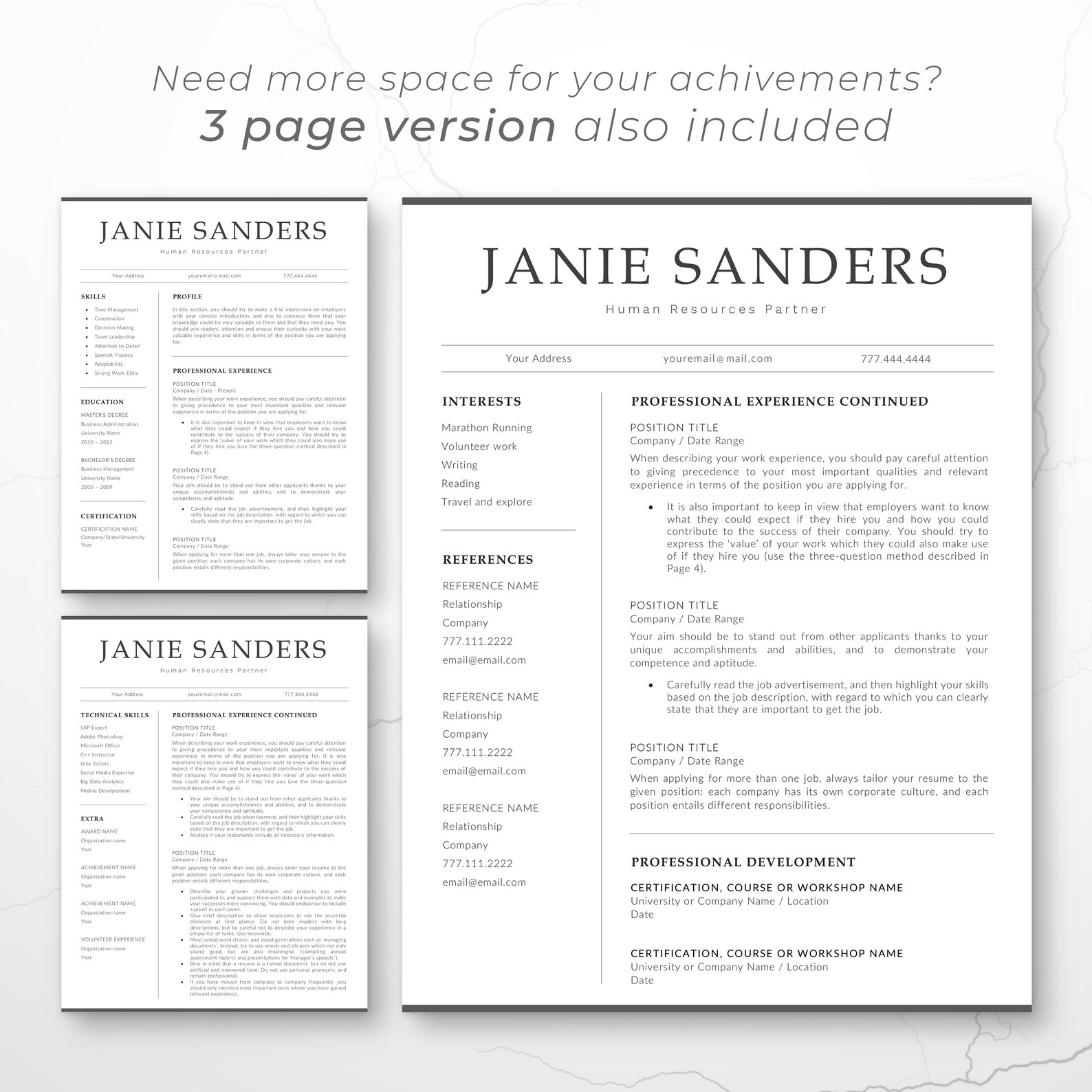 Professional Resume Template for Word Teacher Resume - Etsy