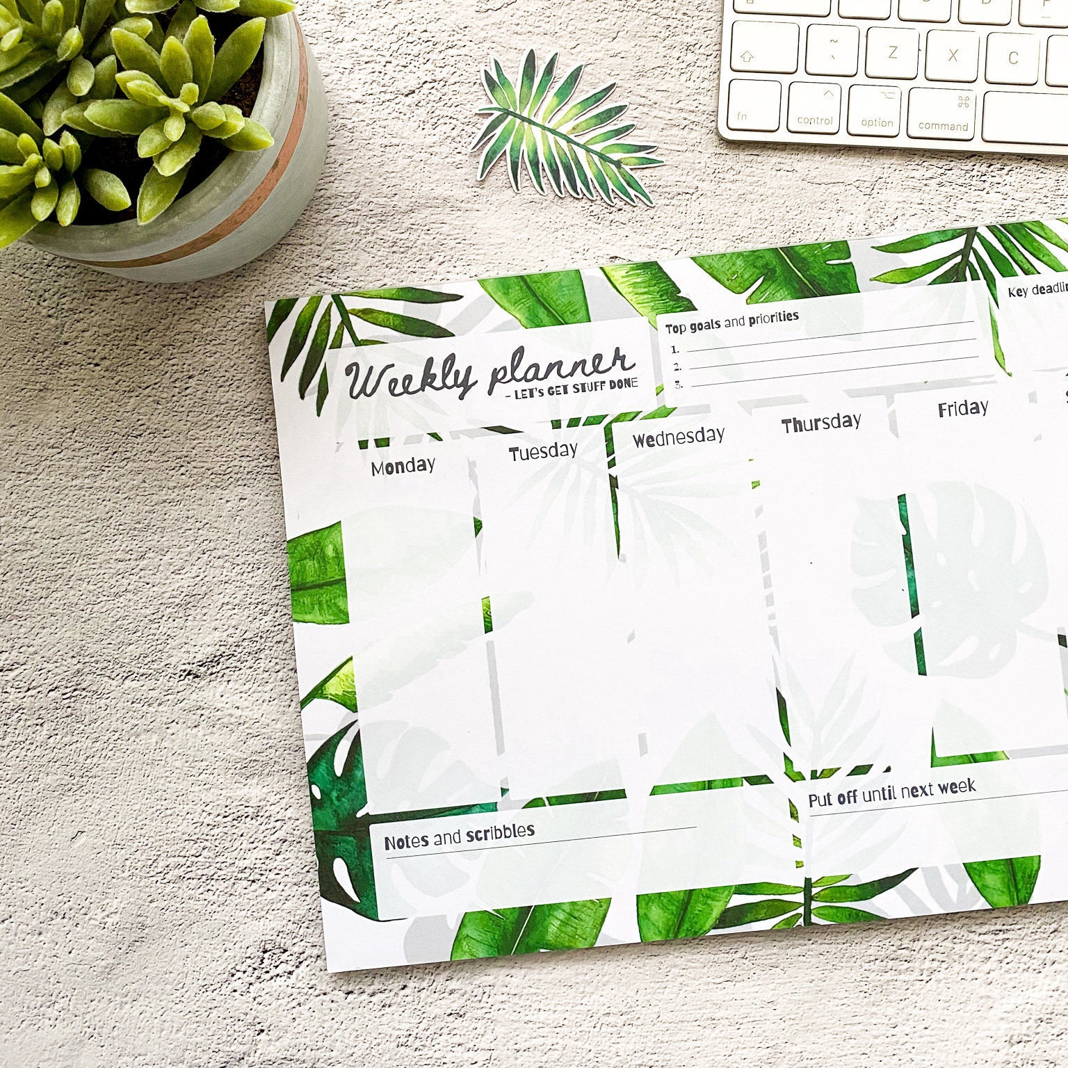 Leafy A4 Weekly Desk Pad - Weekly Planner Notepad - Tear off Weekly ...