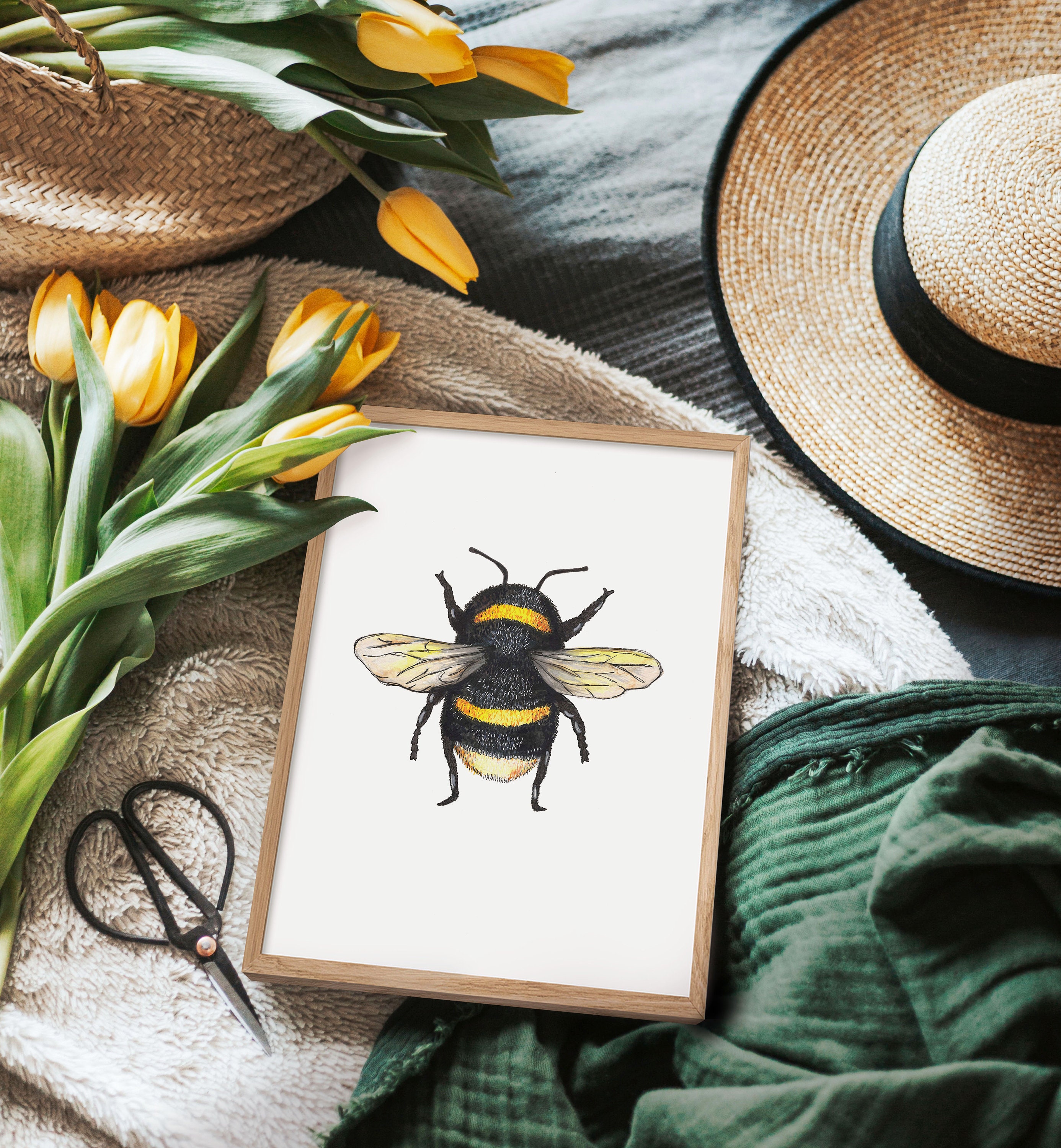 Set of 3 Bee Prints - Bee Wall Art Print - Bumblebee Watercolour ...