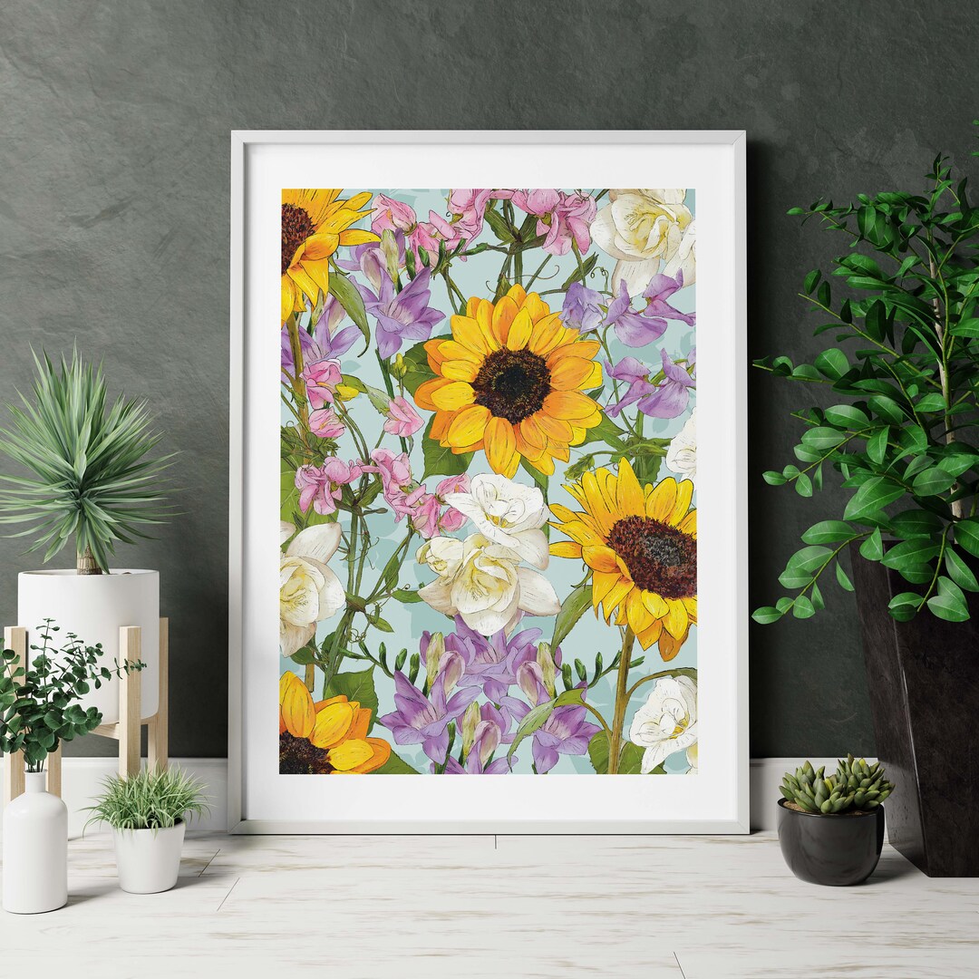 Garden Blooms Art Print Botanical Wall Art A4 Flowers Print Recycled ...