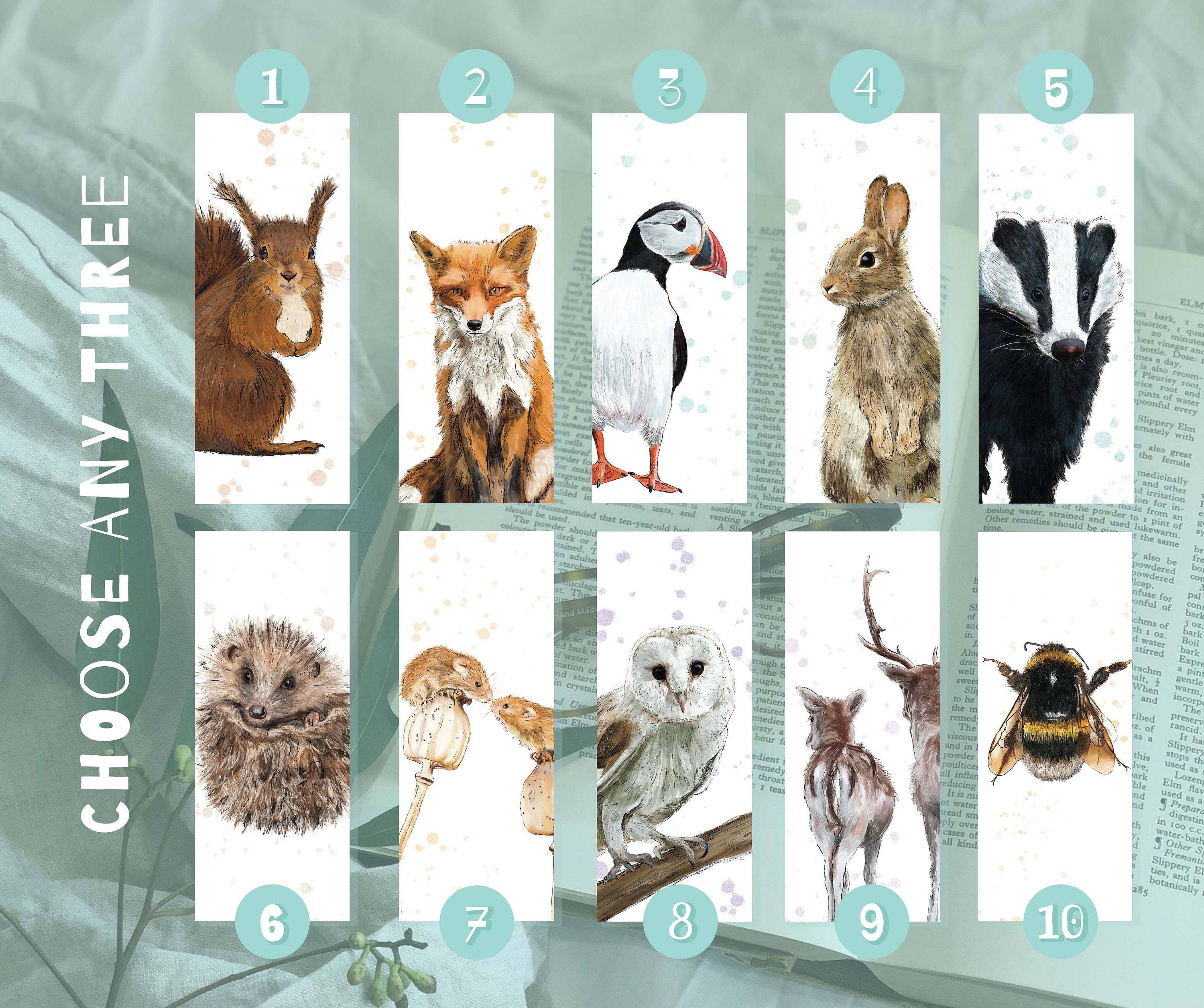 Any 3 Recycled Bookmarks / British Wildlife Bookmark Set / UK - Etsy UK