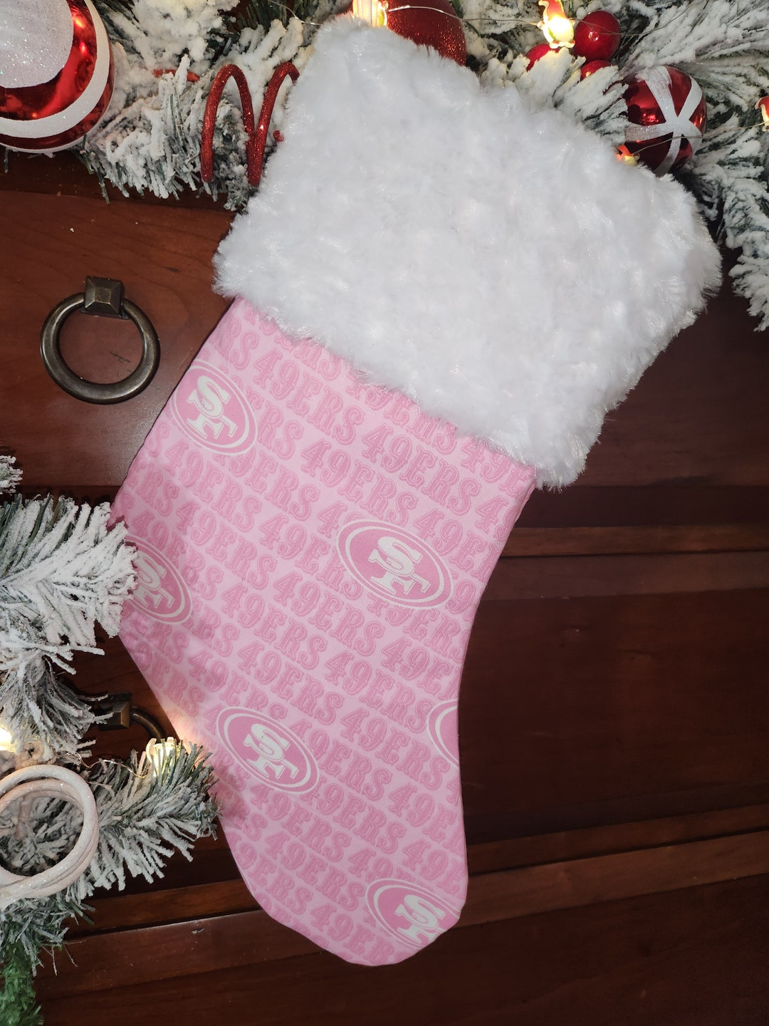 49ers, PINK, Football Team Personalized Embroidered, Quilted Lined and ...