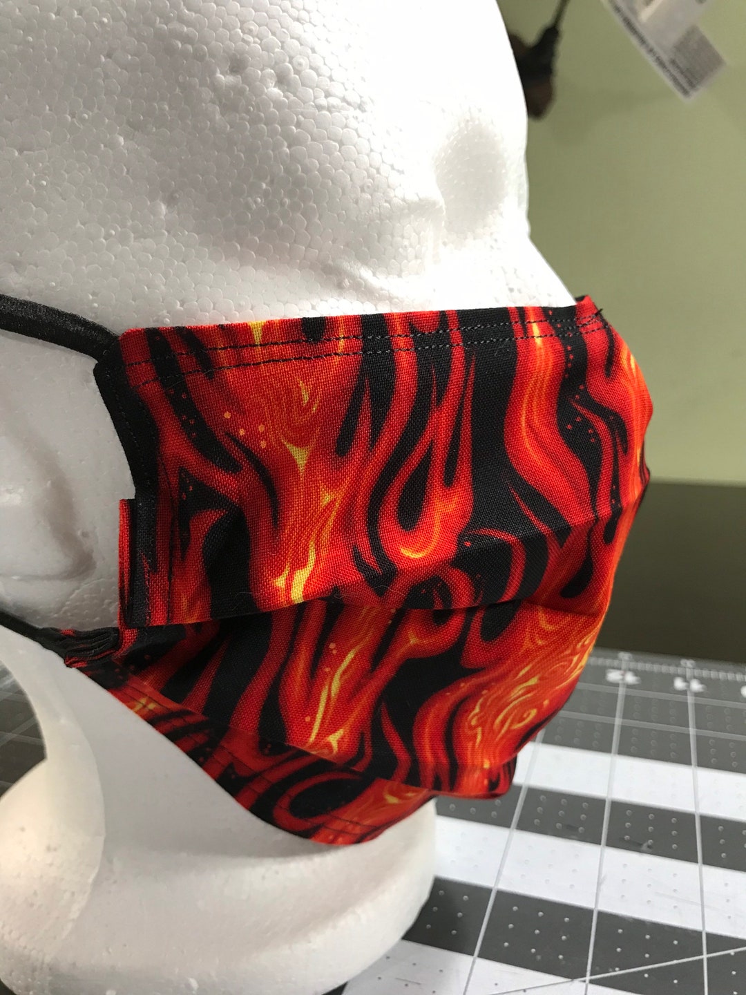 Red and Black Flames, Fire Washable 100 Percent Cotton Double Layer ...
