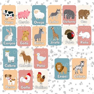 Printable Spanish Animal Flashcards, Instant Download, Digital Download ...