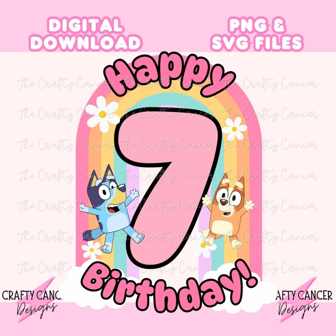 7th Birthday SVG, PNG, Bluey, Shirt Image - Etsy Canada