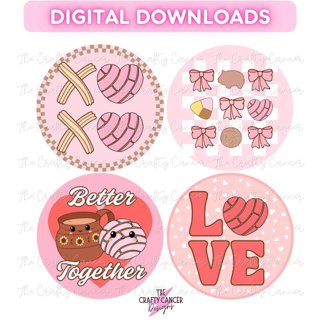 Printable Valentines Day Pan Dulce Freshie Rounds, PNG, SVG, Digital ...