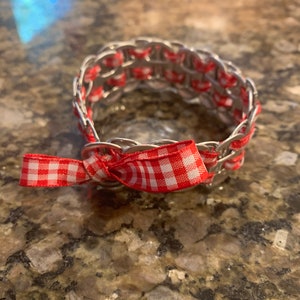 Red Gingham Pop Tab Bracelet - Etsy