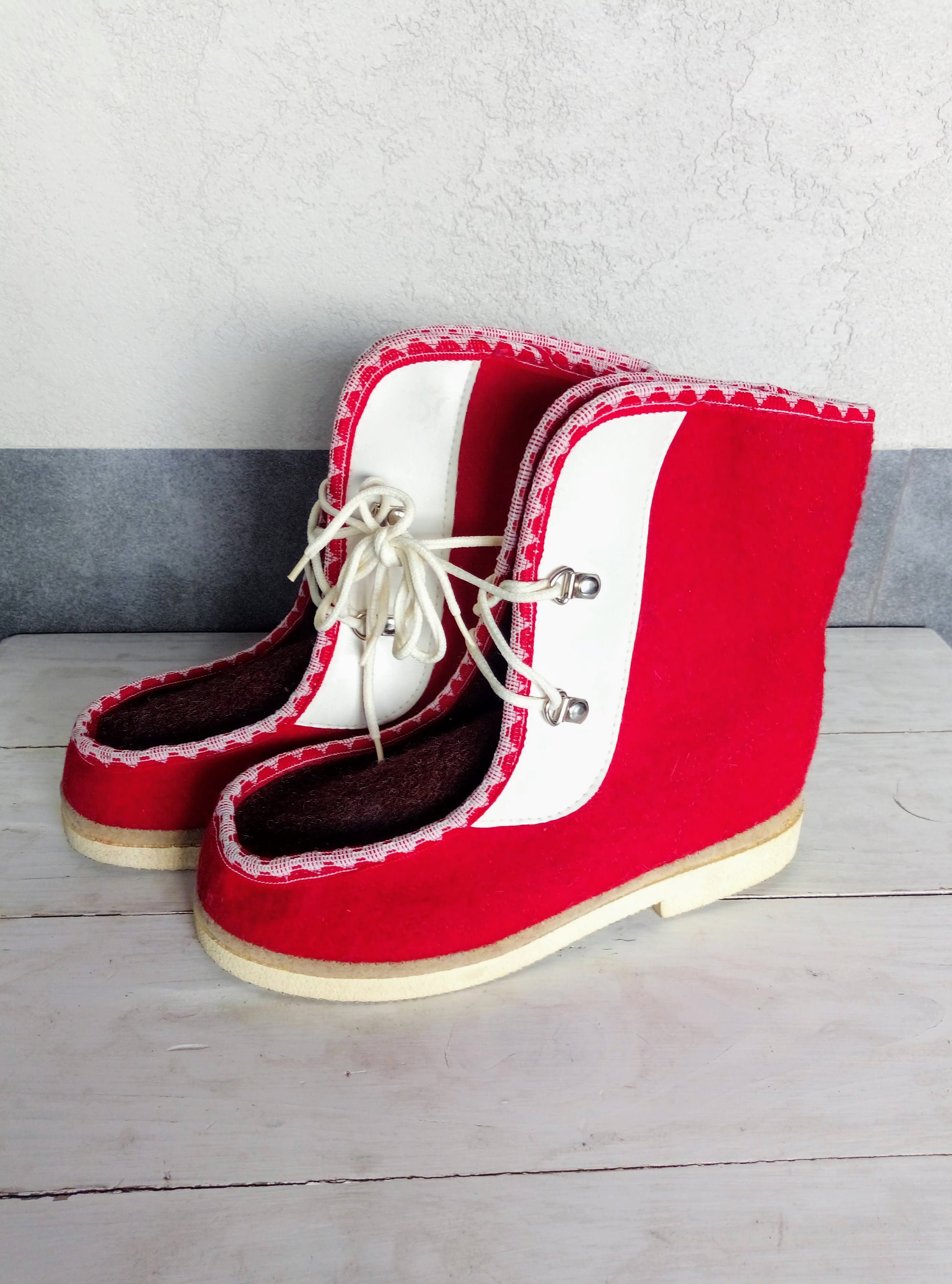Soviet Vintage, Kids Felt Boots, Vintage Red Baby Boots, Soviet Shoes ...