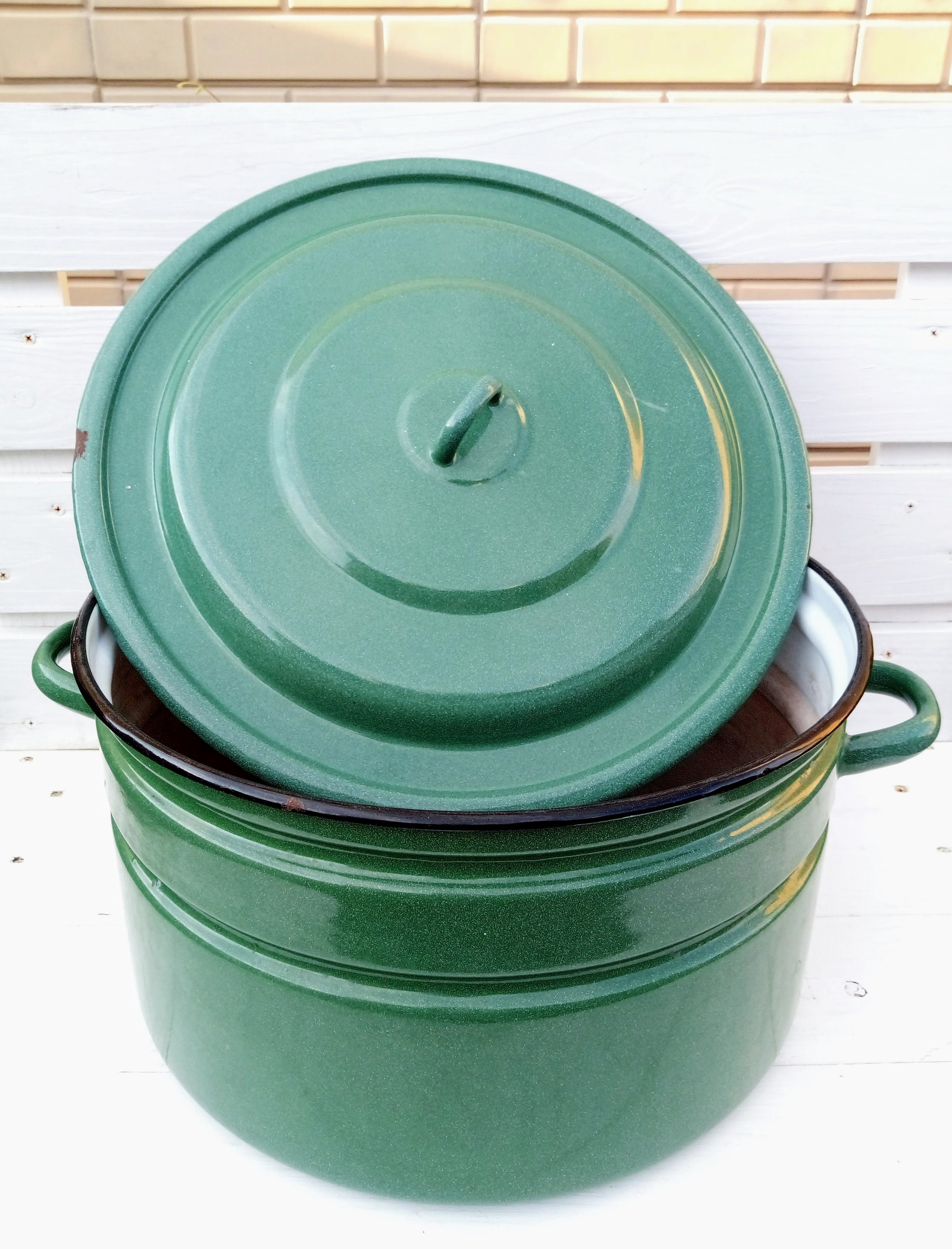 Vintage Soviet 1960s Green Huge / Giant / Large Enamel Pot / - Etsy