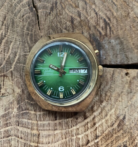 Rare Soviet watch Slava, 27 stones, Model Oblique - Gem
