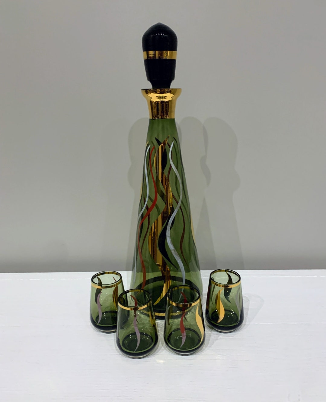 Bohemia Crystal Decanter Set Root Beer Brown Amber Cut to Clear, 5 ...