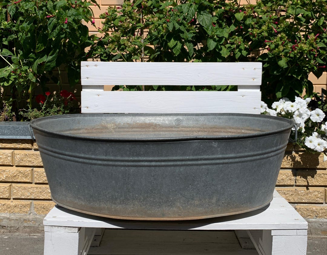 Vintage Huge Soviet Galvanized Oval Tub Vintage Galvanized Oval Tin Tub ...