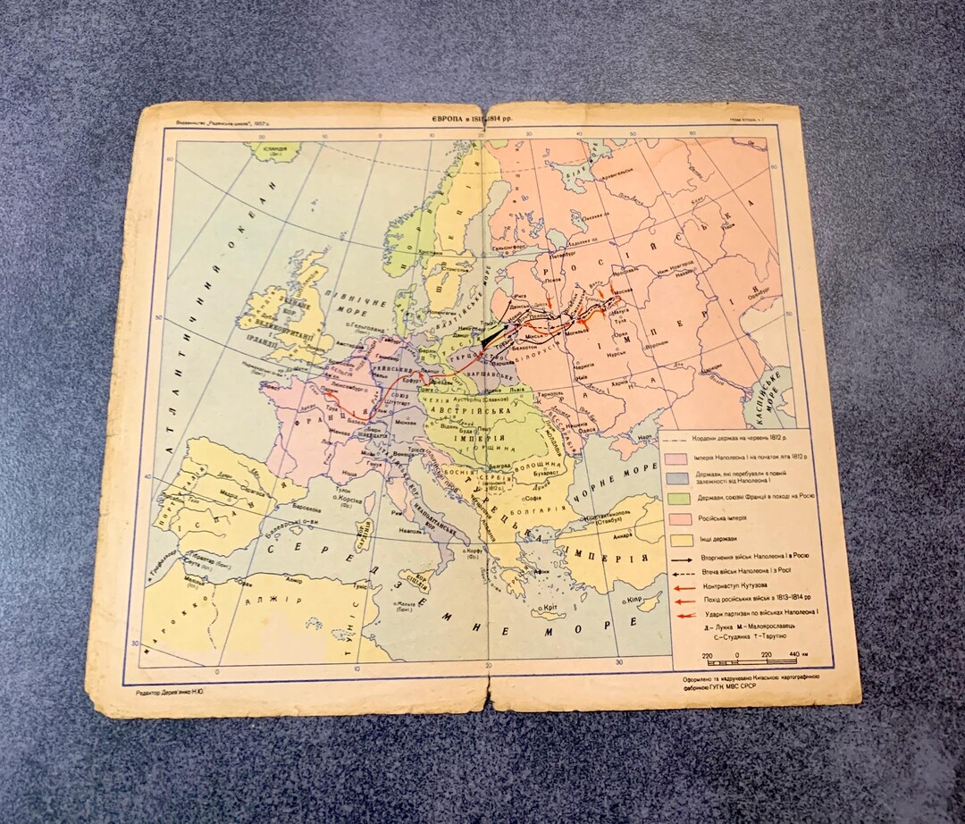 Vintage Historical Map of Europe During Napoleon's Campaigns - 20x25 Cm ...