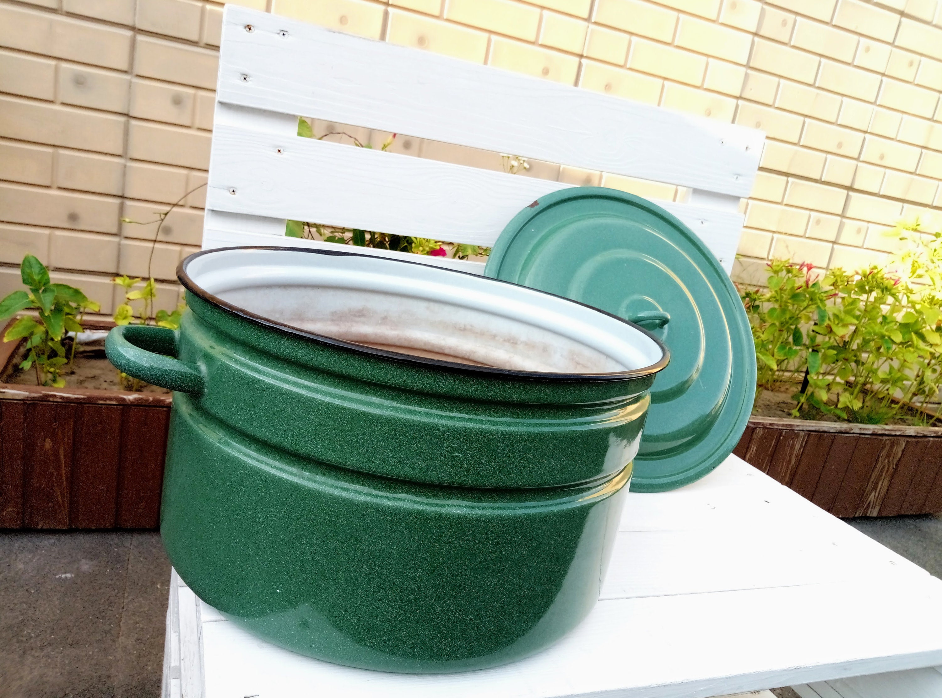 Vintage Soviet 1960s Green Huge / Giant / Large Enamel Pot / - Etsy