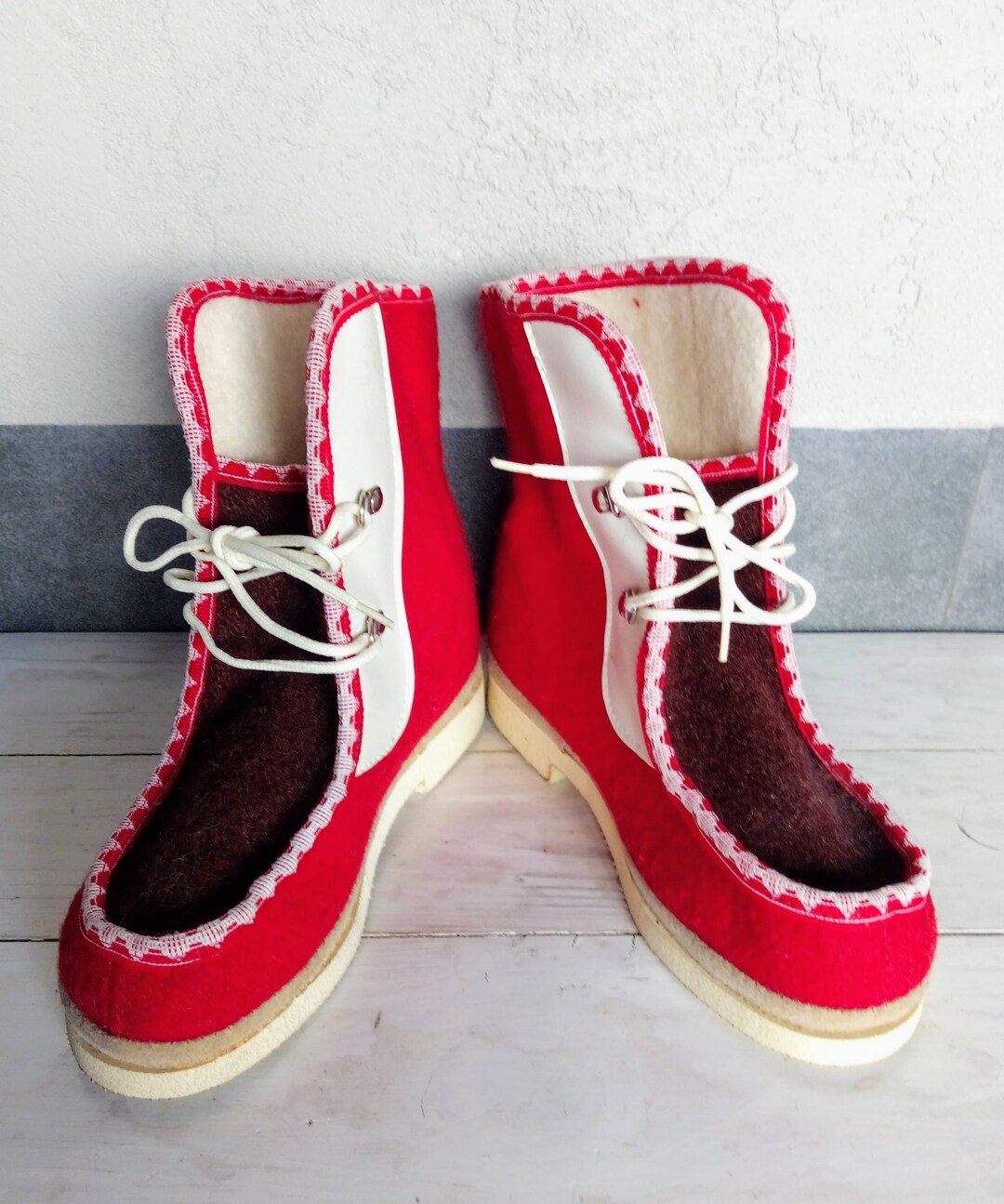 Soviet Vintage, Kids Felt Boots, Vintage Red Baby Boots, Soviet Shoes ...