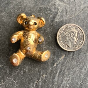 Sphinx Gold Vintage Teddy Bear Brooch With Crystal Set in the Eyes ...