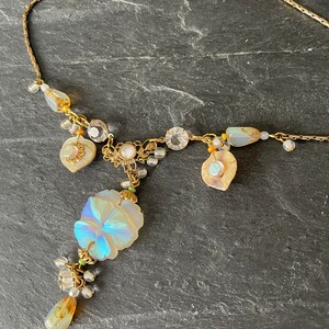 FRIED Paris Signed Rare Vintage Gold Necklace Set With Moonstone Clear ...
