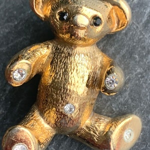 Sphinx Gold Vintage Teddy Bear Brooch With Crystal Set in the Eyes ...