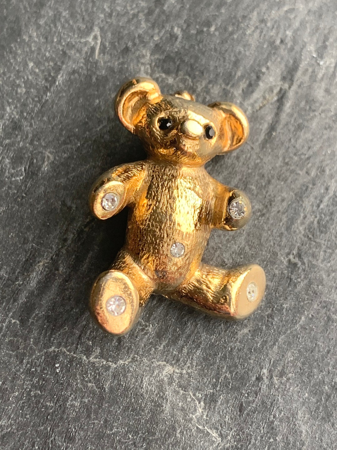 Sphinx Gold Vintage Teddy Bear Brooch With Crystal Set in the Eyes ...