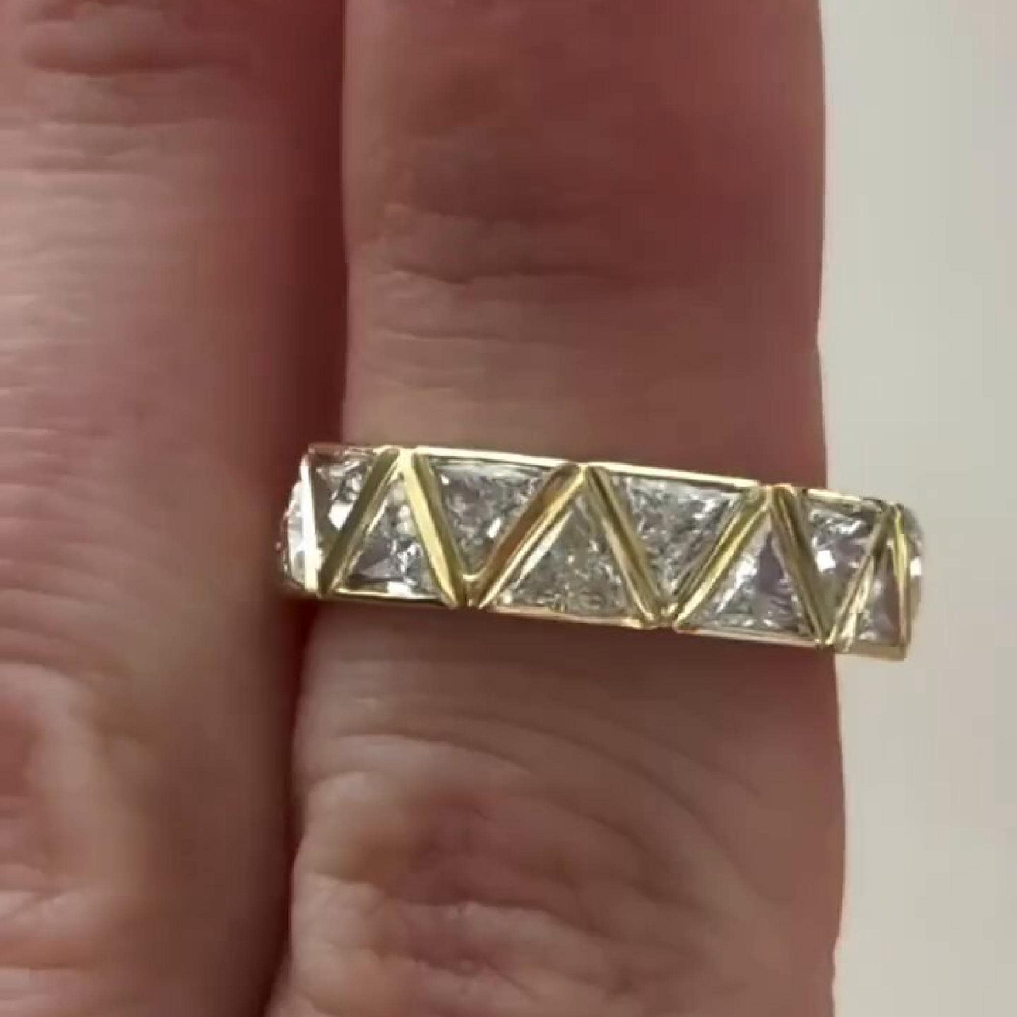 Trillion Cut Moissanite Eternity Ring Silver -gold Lab Diamond ...