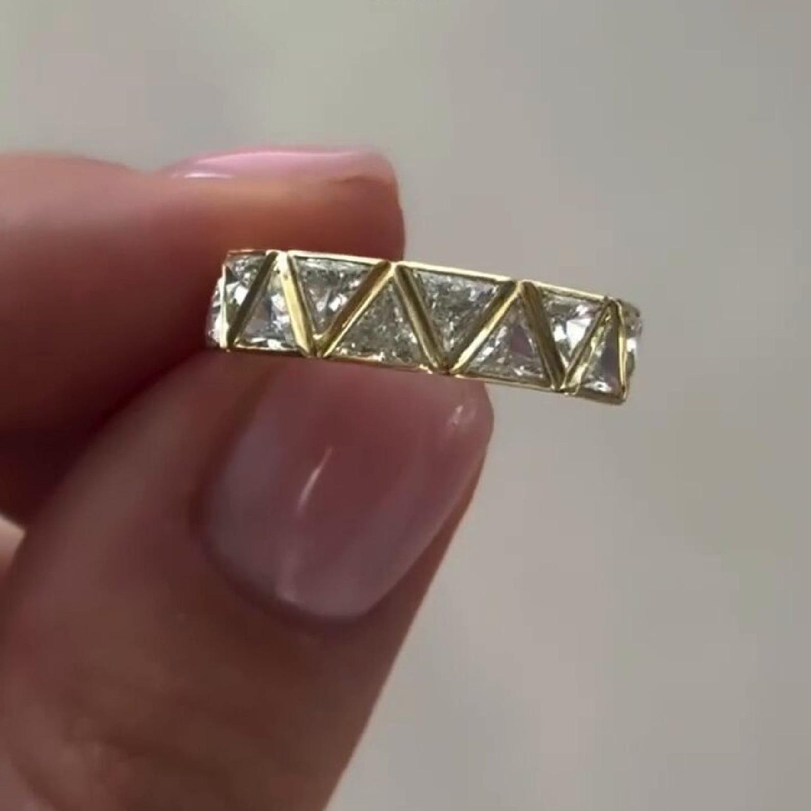 Trillion Cut Moissanite Eternity Ring Silver -gold Lab Diamond ...