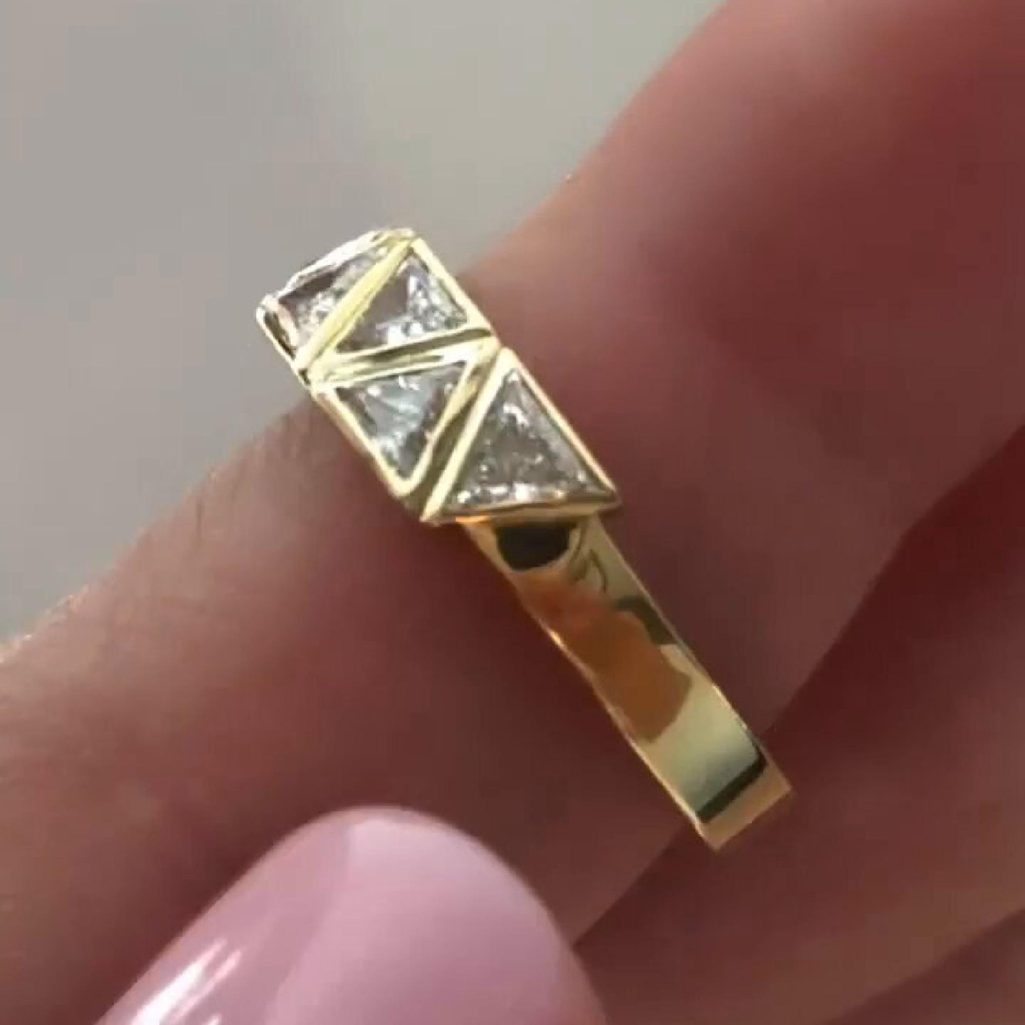 Trillion Cut Moissanite Eternity Ring Silver -gold Lab Diamond ...