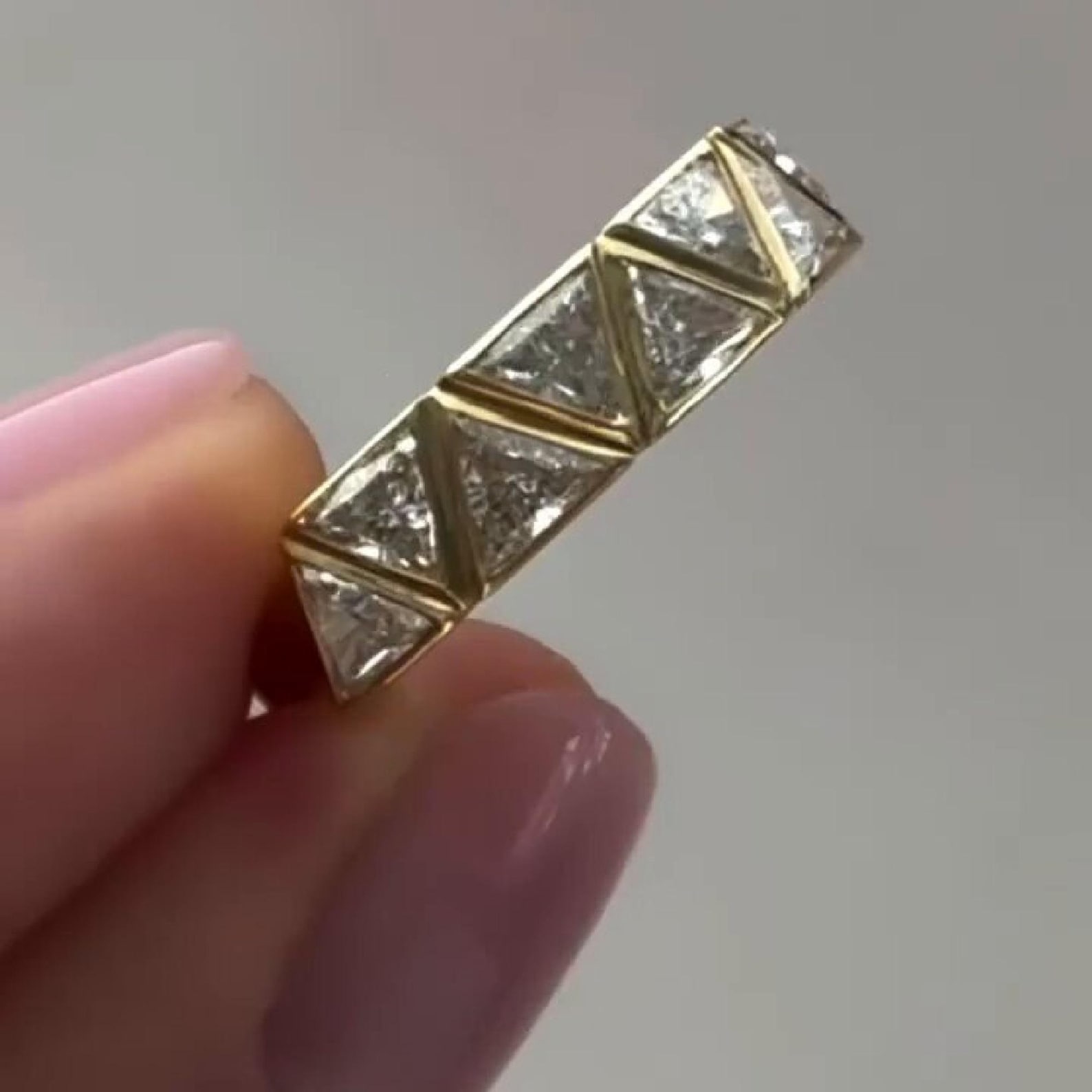 Trillion Cut Moissanite Eternity Ring Silver -gold Lab Diamond ...