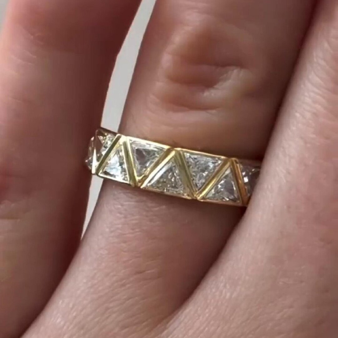 Trillion Cut Moissanite Eternity Ring Silver -gold Lab Diamond ...