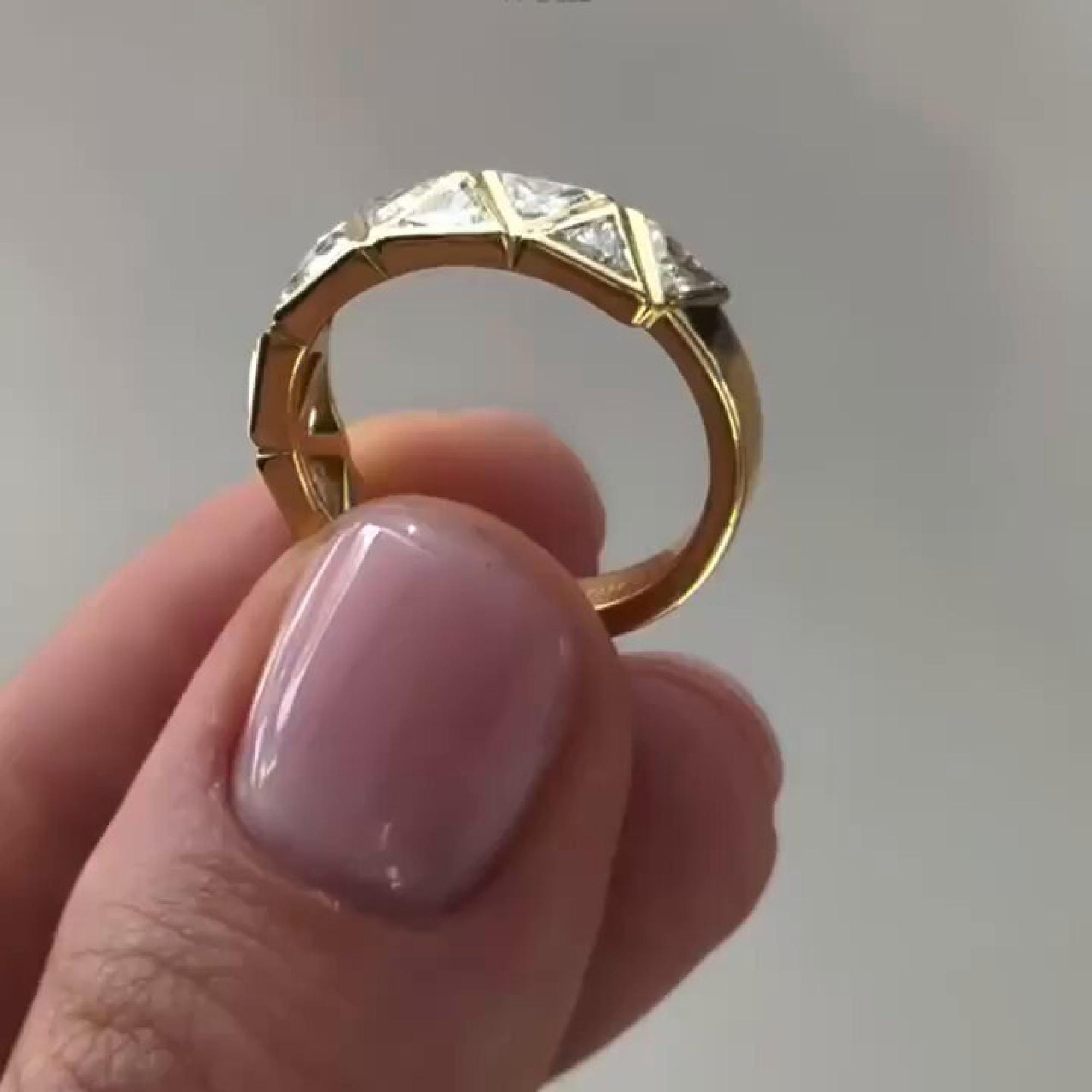 Trillion Cut Moissanite Eternity Ring Silver -gold Lab Diamond ...