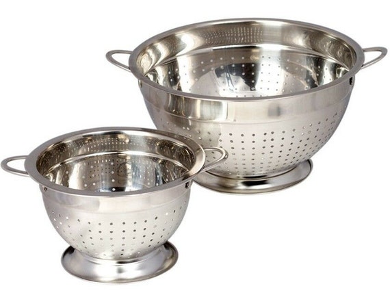 Stainless Steel Heavy Colander Strainer 2 Piece Set | Etsy