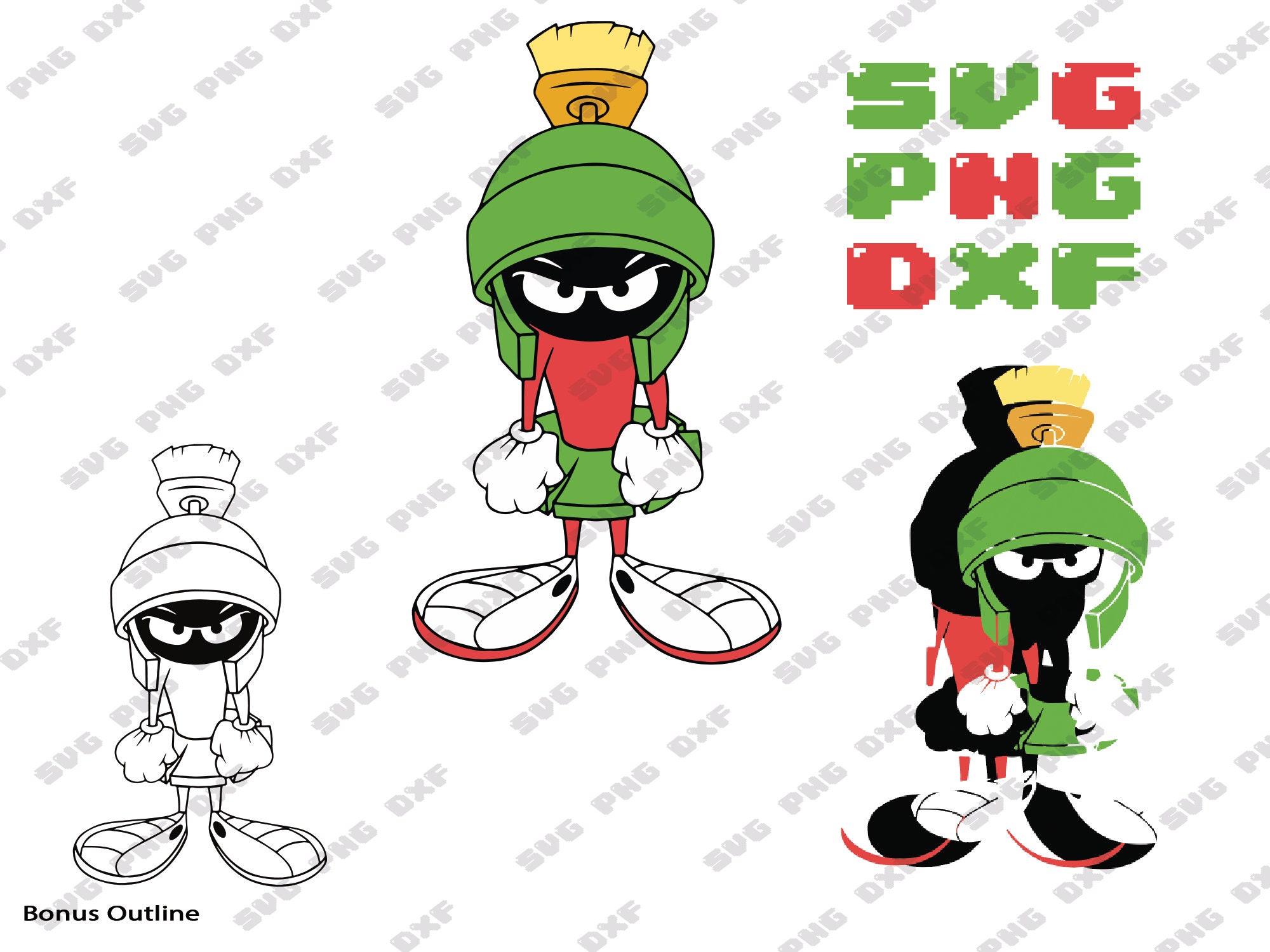 Marvin the Martian SVG PNG DXF Layered By Color Cricut Cameo | Etsy