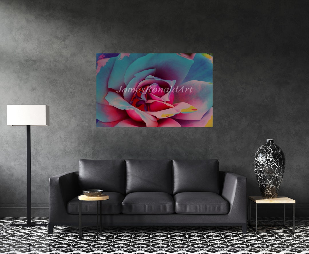 Blue Rose -print; Photograph in Watercolor; Wall Art; Colorful; Rose - Etsy