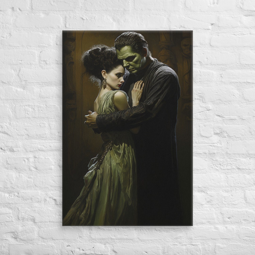 Bride and Gloom Classic Monster Canvas Wall Art Gothic Vintage Horror ...