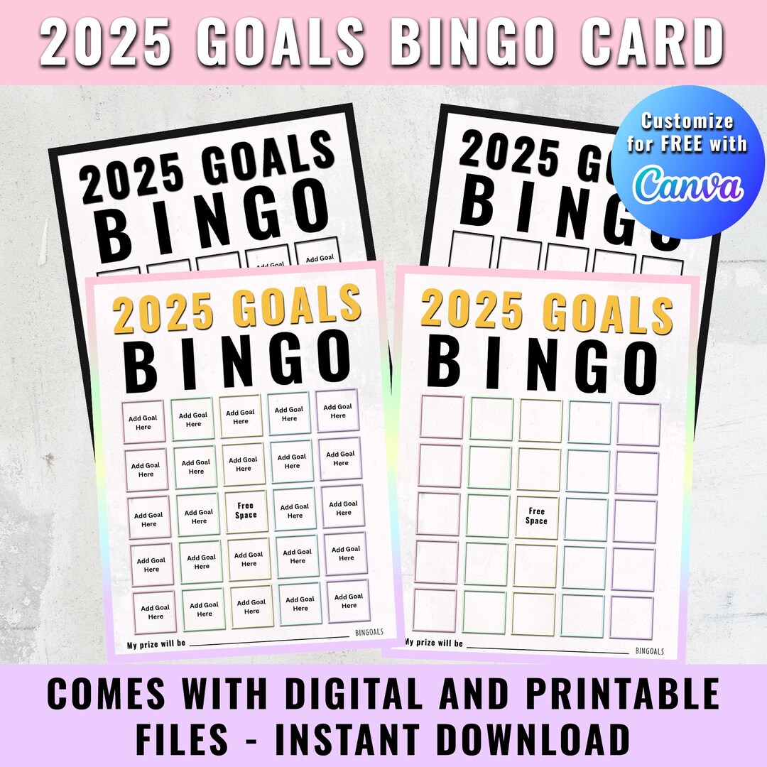 2025 Personal Goal Planner Bingo Game, New Year DIY Vision Board ...