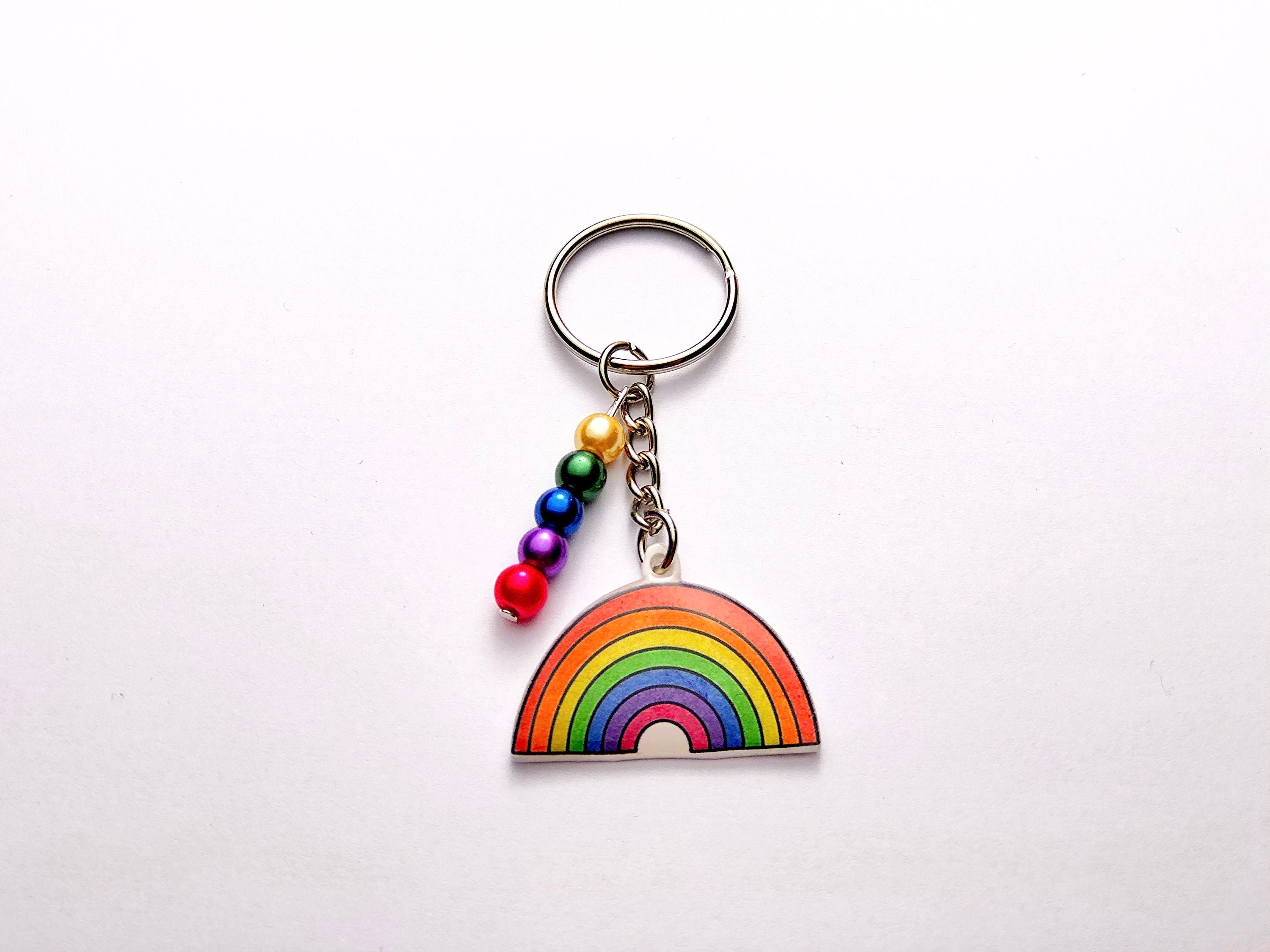 Rainbow keyring rainbow keychain rainbow keyfob school bag | Etsy
