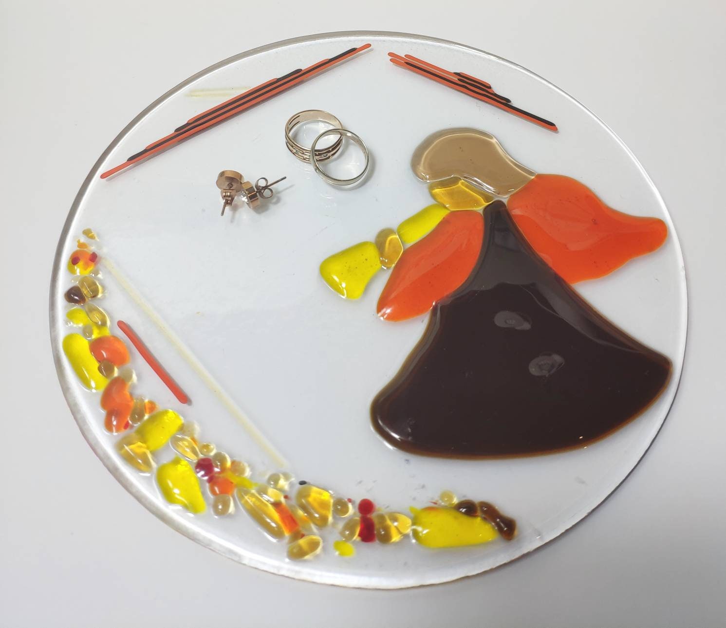 Christmas glass Angel plate Hand made vintage plate Angel | Etsy