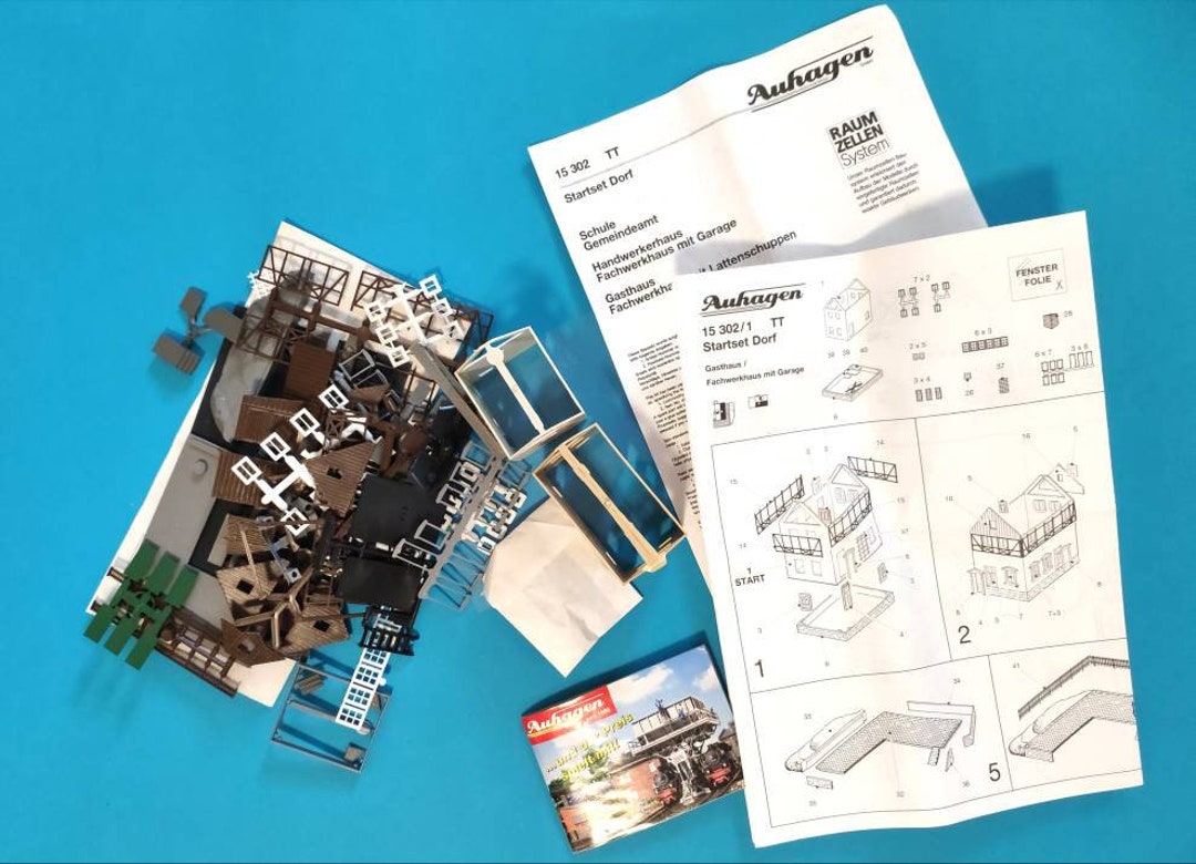 Vintage German Kit Set for Two Model Houses, Railroad Kit, Miniature ...
