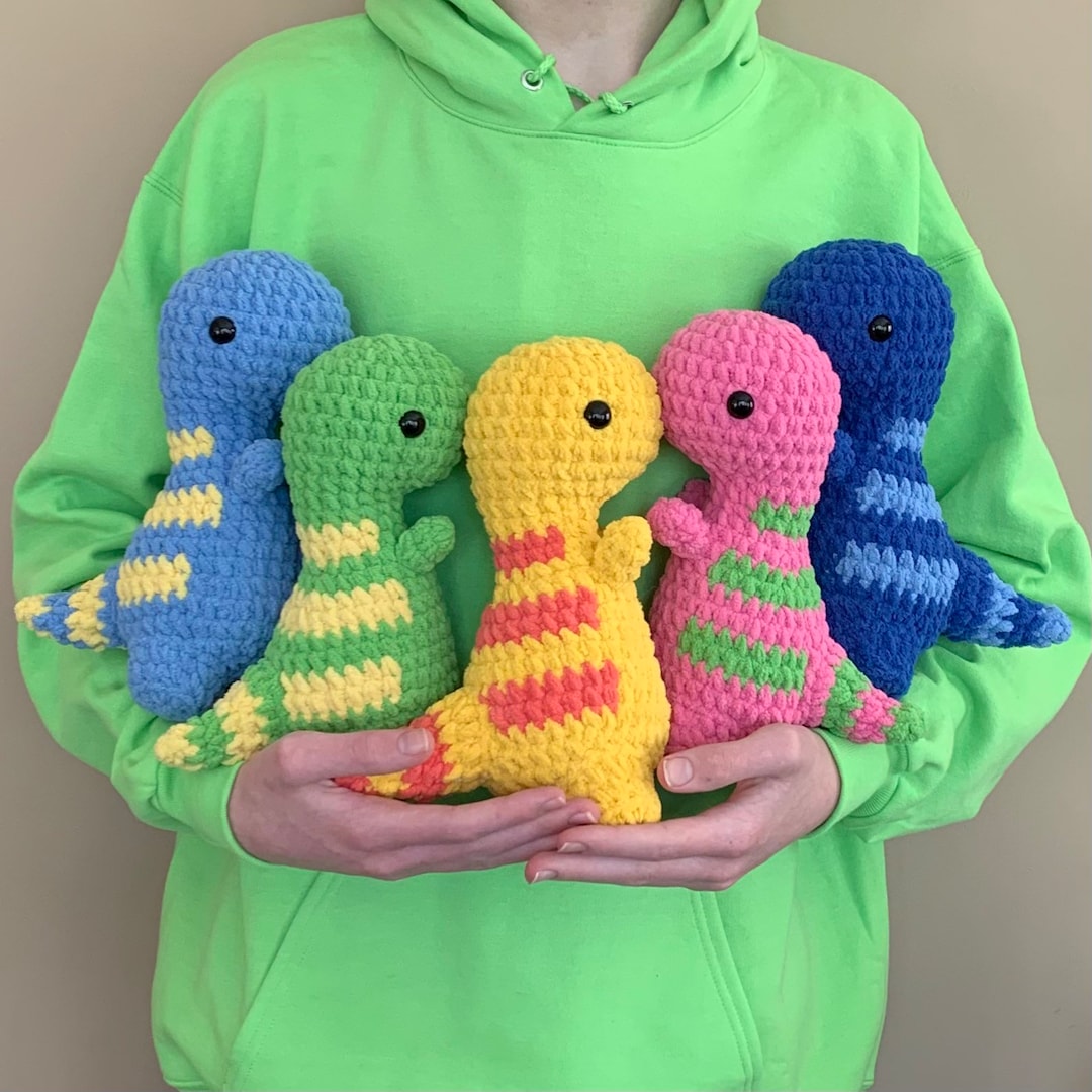 Trex Dinosaurs, Crocheted Stuffed Animals, Striped and Colorful T-rex ...