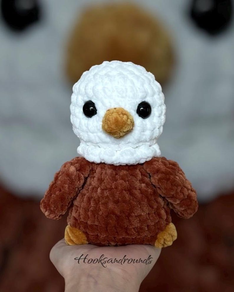 Crocheted Bald Eagle Plush, Handmade Stuffed Animal, Patriotic Gift ...