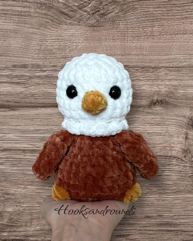 Crocheted Bald Eagle Plush, Handmade Stuffed Animal, Patriotic Gift ...