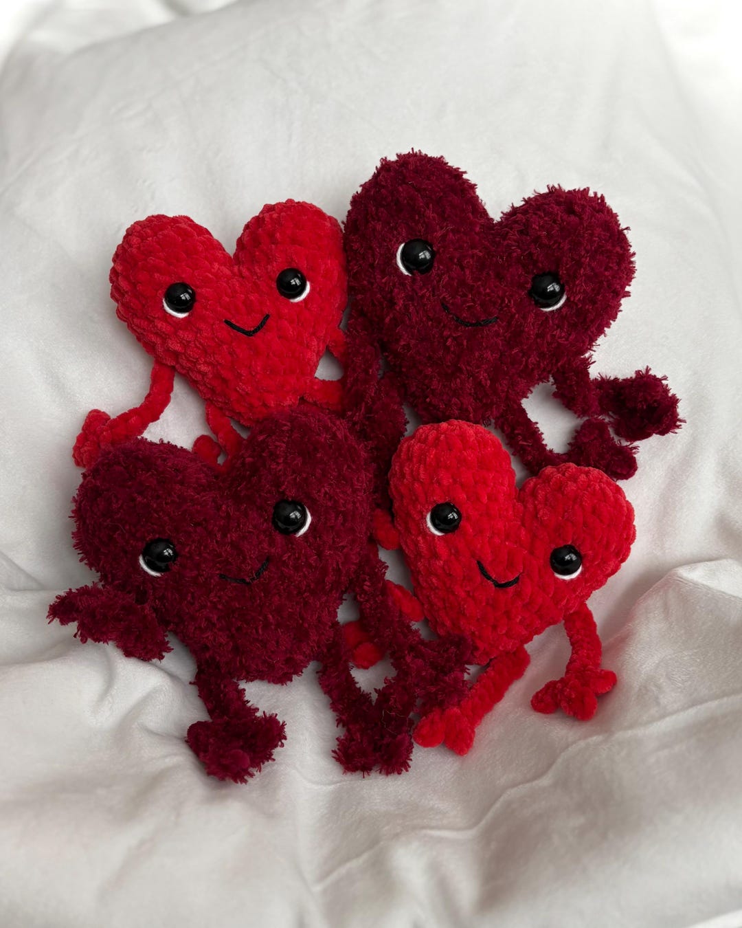 Red Crocheted Heart Plushie for Valentines Day, Handmade Valentine ...