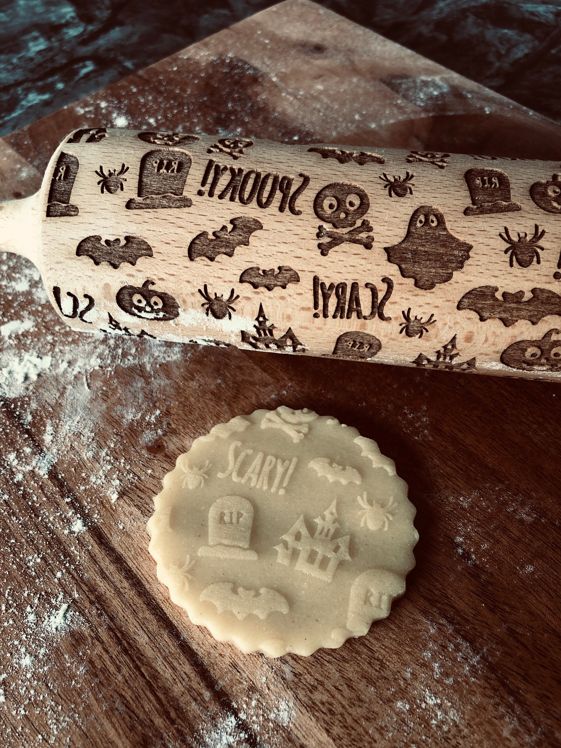 Spooky Halloween Embossing Rolling Pin - Etsy UK