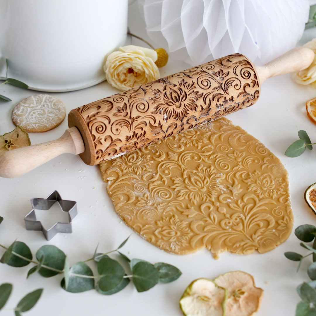 Damask Two Embossing Rolling Pin - Etsy