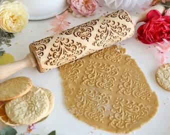 Mexican Folk Pattern Embossing Rolling Pin, Cookies Decorating Roller ...